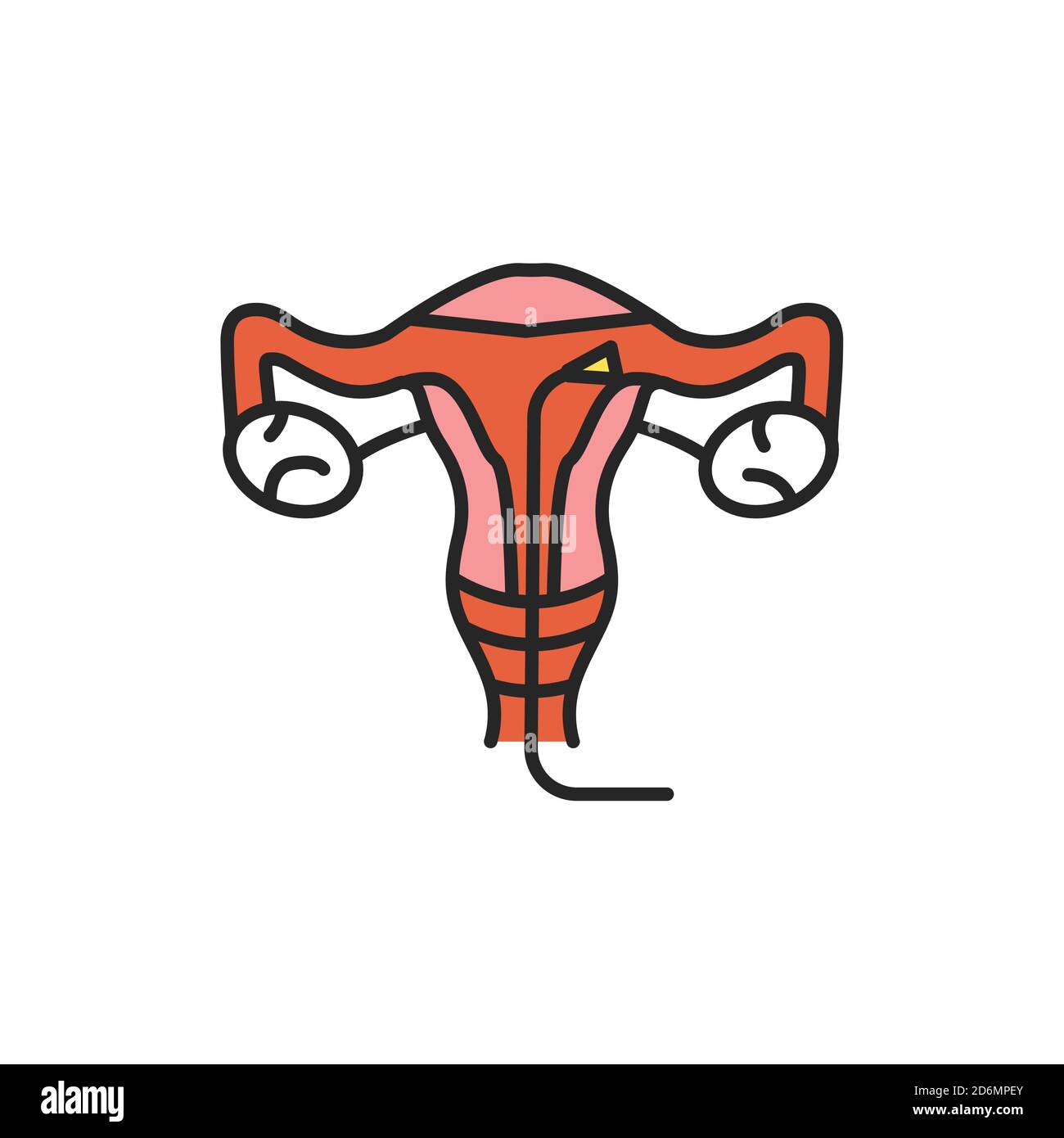 Laser treatment cervical pathology color line icon. Female reproductive ...