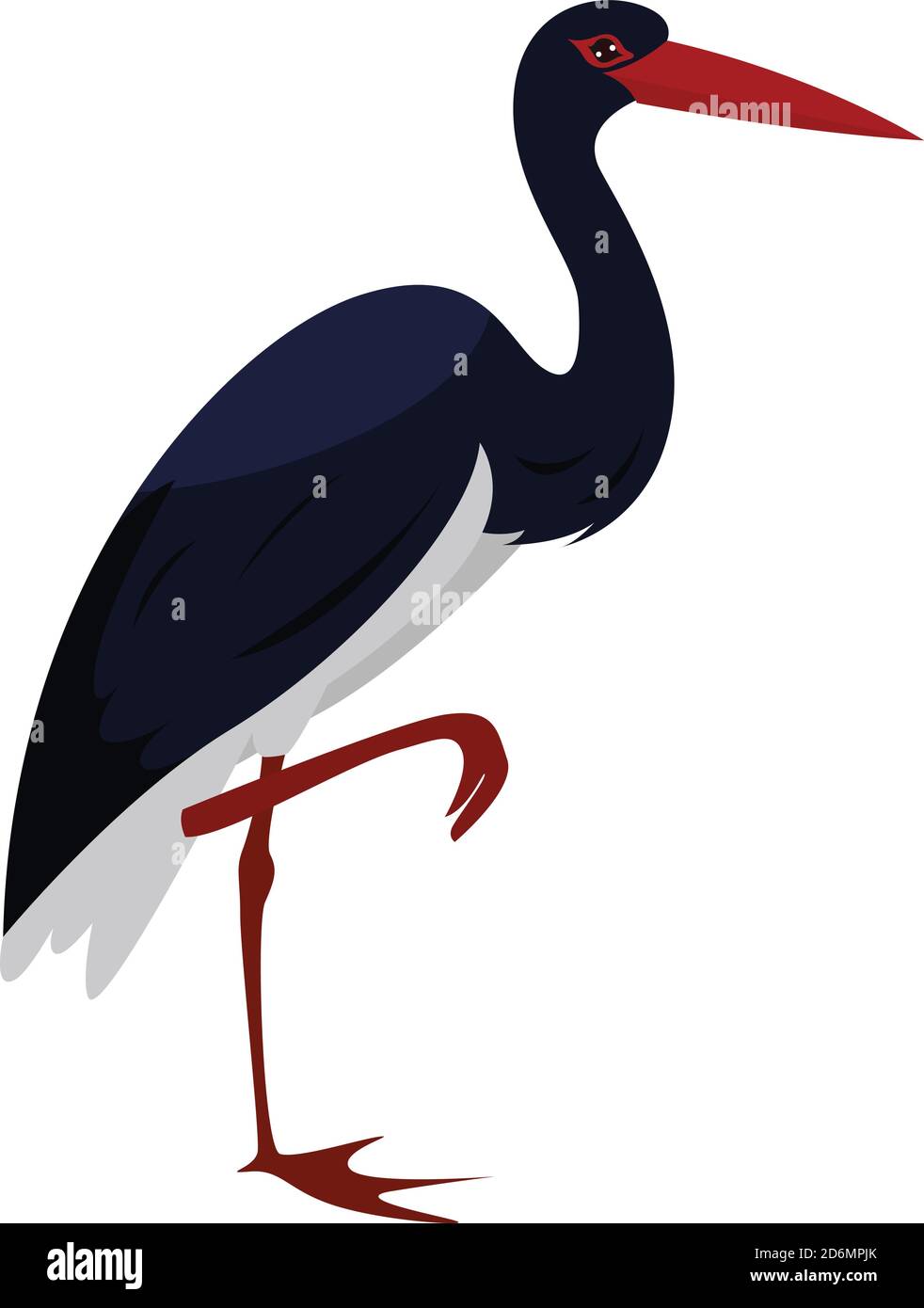 Black stork, illustration, vector on white background Stock Vector ...