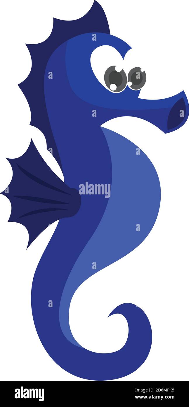 Blue seahorse, illustration, vector on white background Stock Vector ...