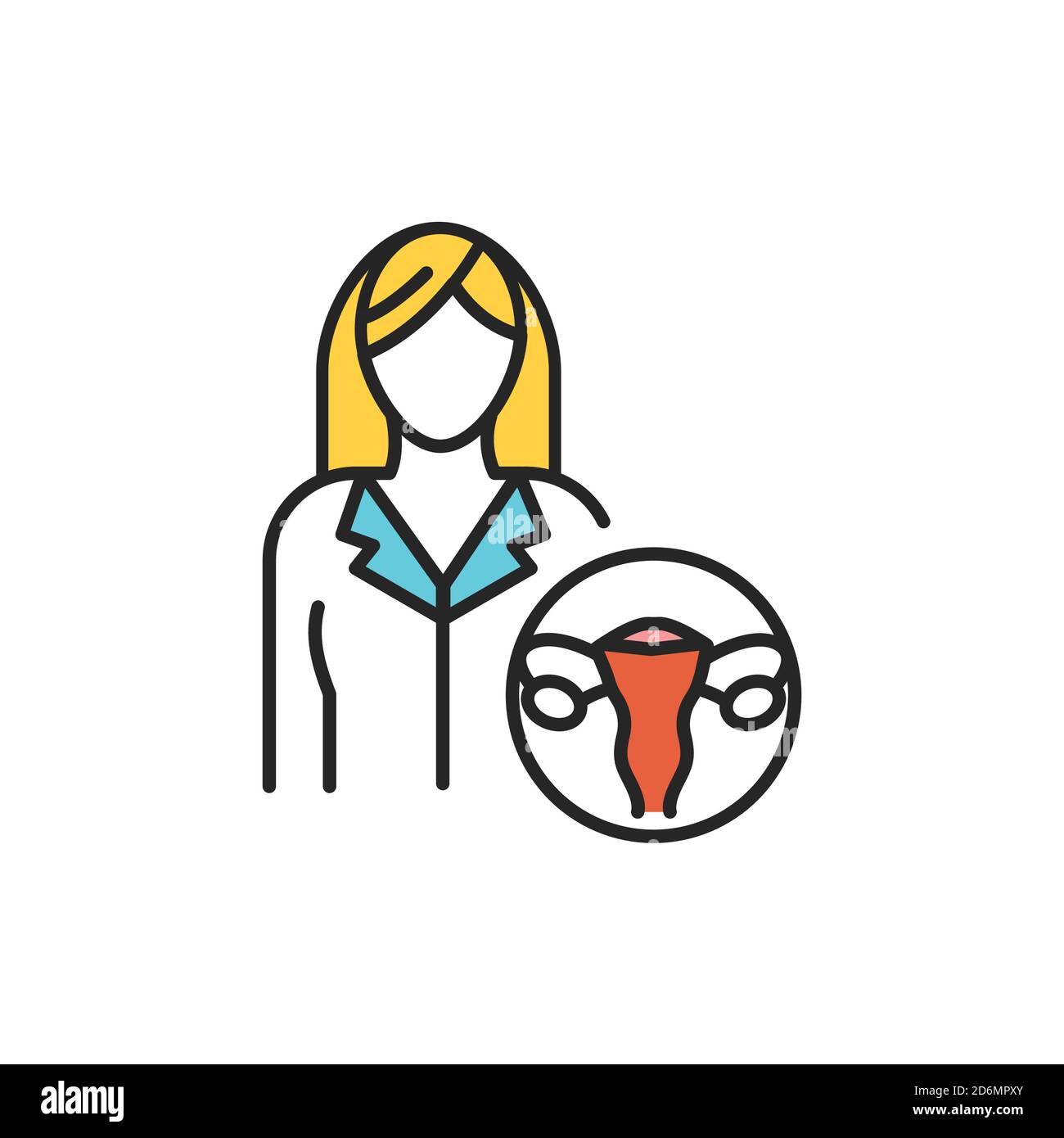 Obstetrician gynecologist line color icon. Female reproductive system ...