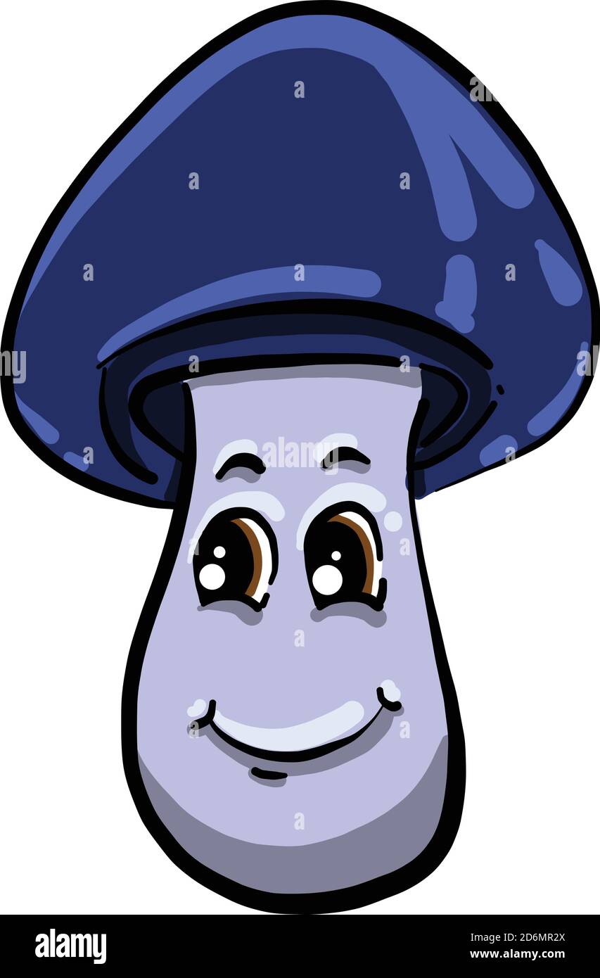 Blue mushroom, illustration, vector on white background Stock Vector ...