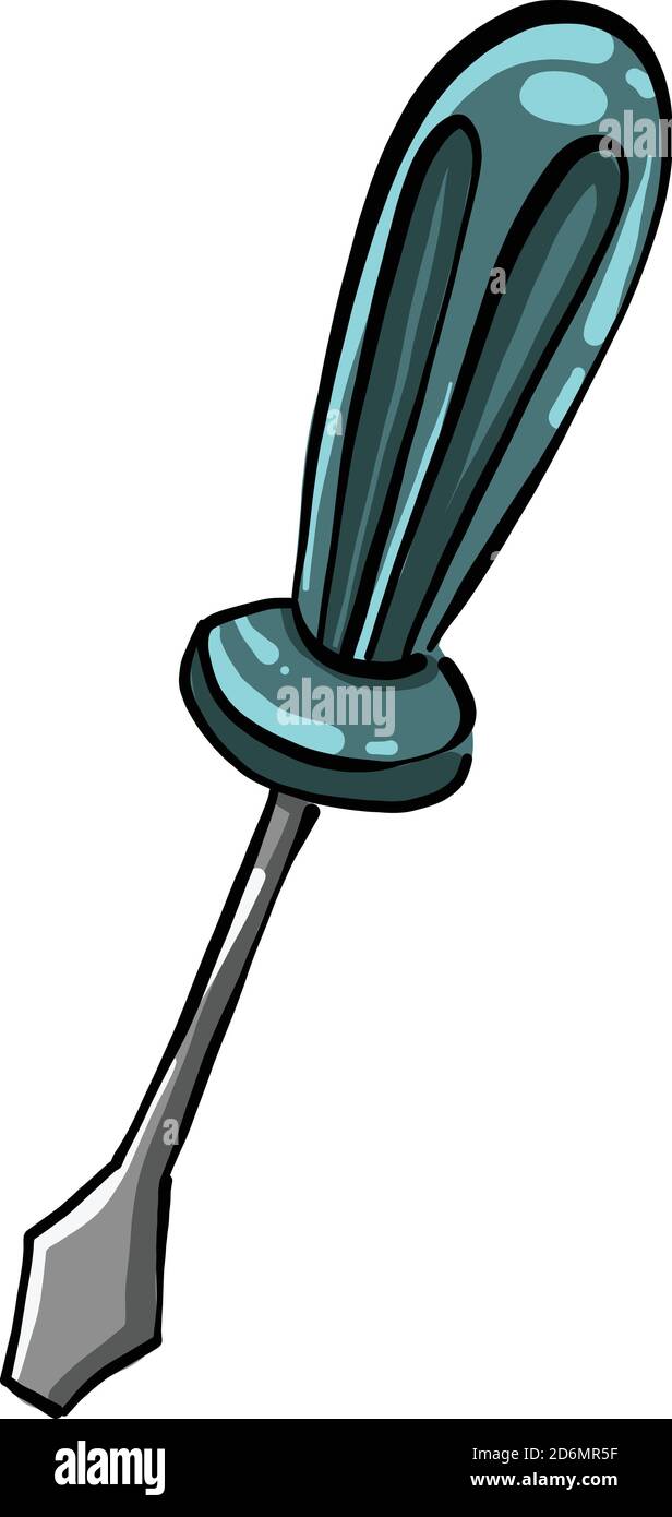 Blue screwdriver, illustration, vector on white background Stock Vector ...