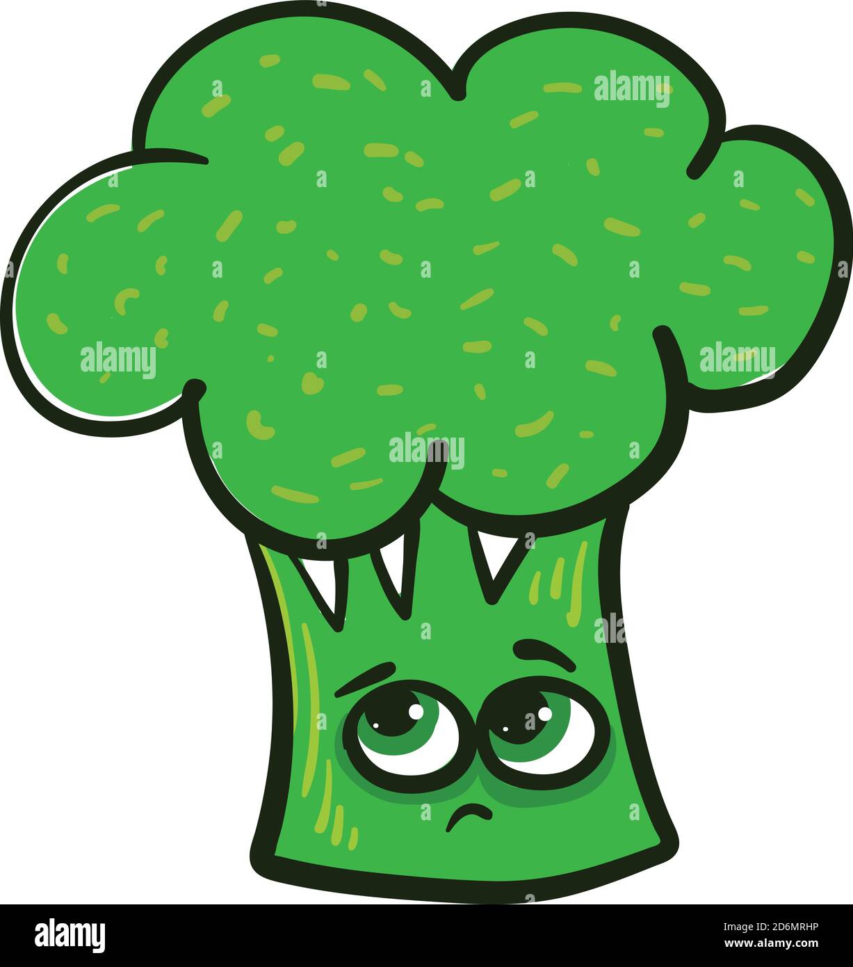 Sad broccoli, illustration, vector on white background Stock Vector ...