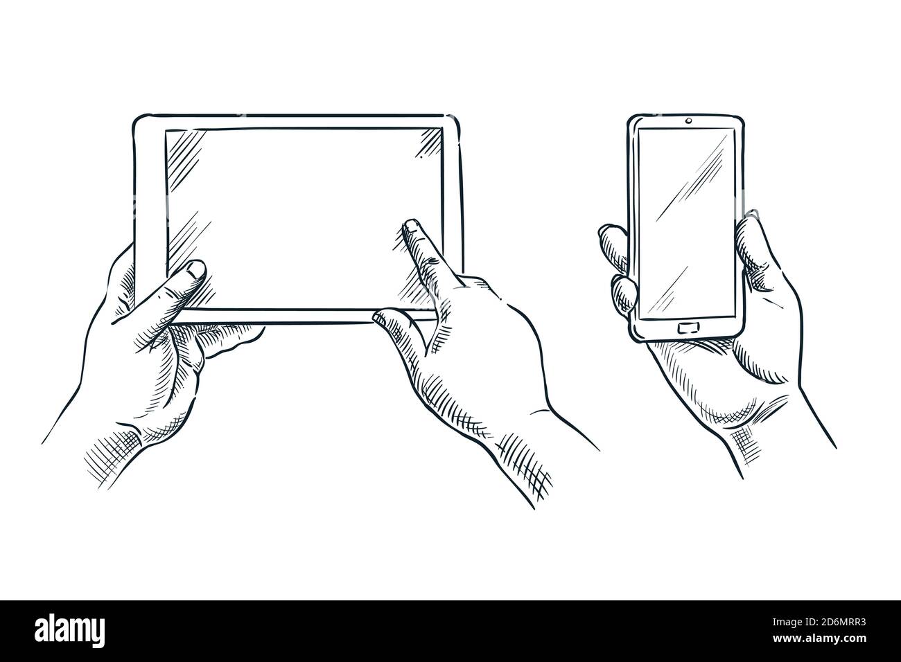 Human hands using tablet Stock Vector Images - Alamy