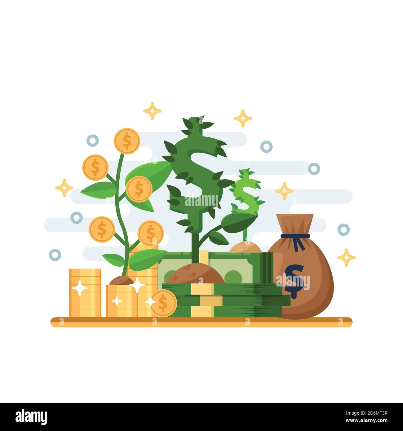 Golden dollar coin growing Stock Vector Images - Alamy