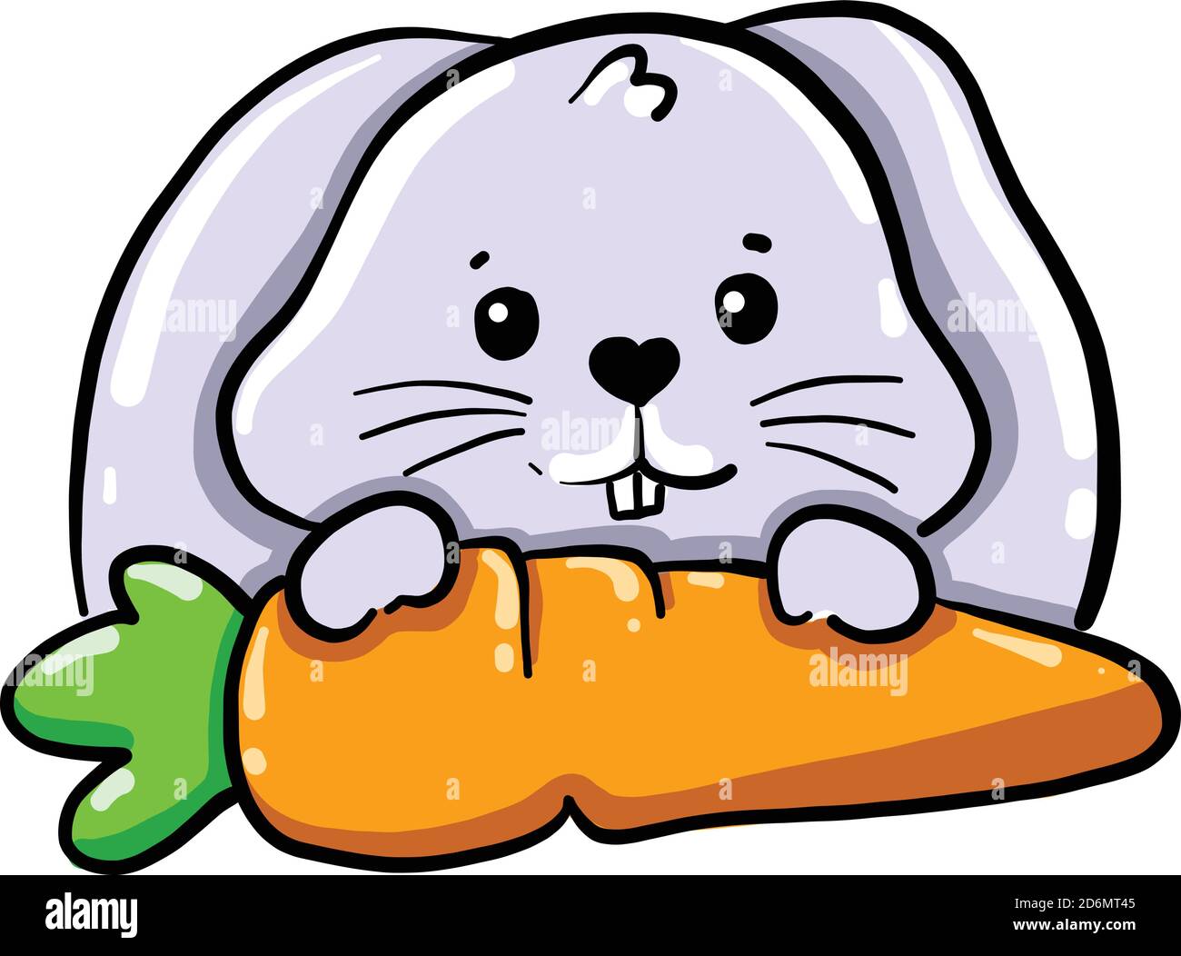 Bunny with a carrot, illustration, vector on white background Stock ...