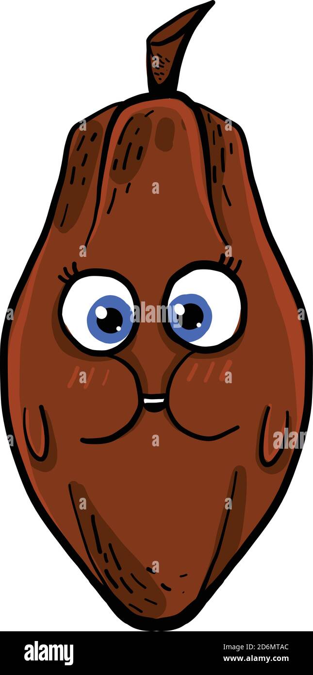 Fat cacao bean, illustration, vector on white background Stock Vector ...