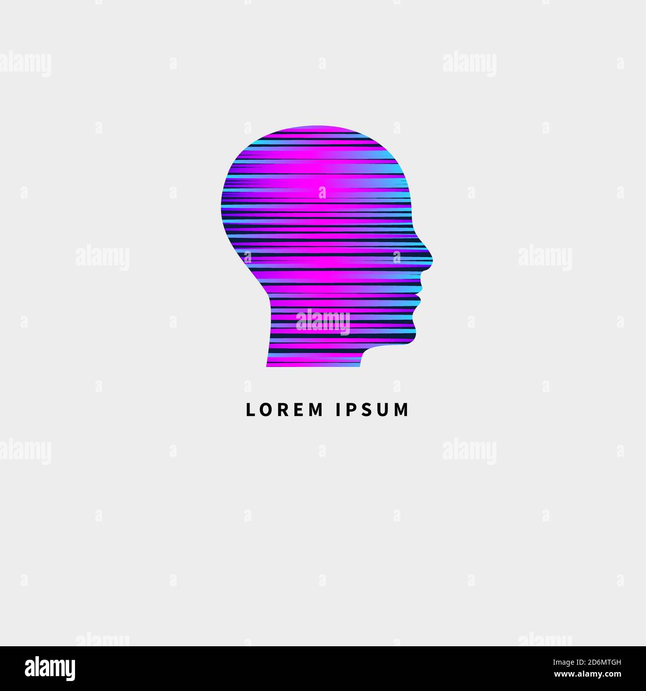 Scan of human head icon. Profile of man with colored lines Stock Vector ...