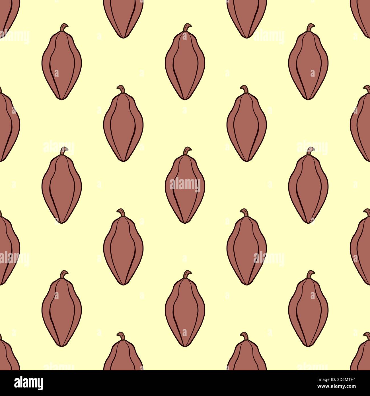 Cacao bean, seamless pattern on light yellow background Stock Vector ...