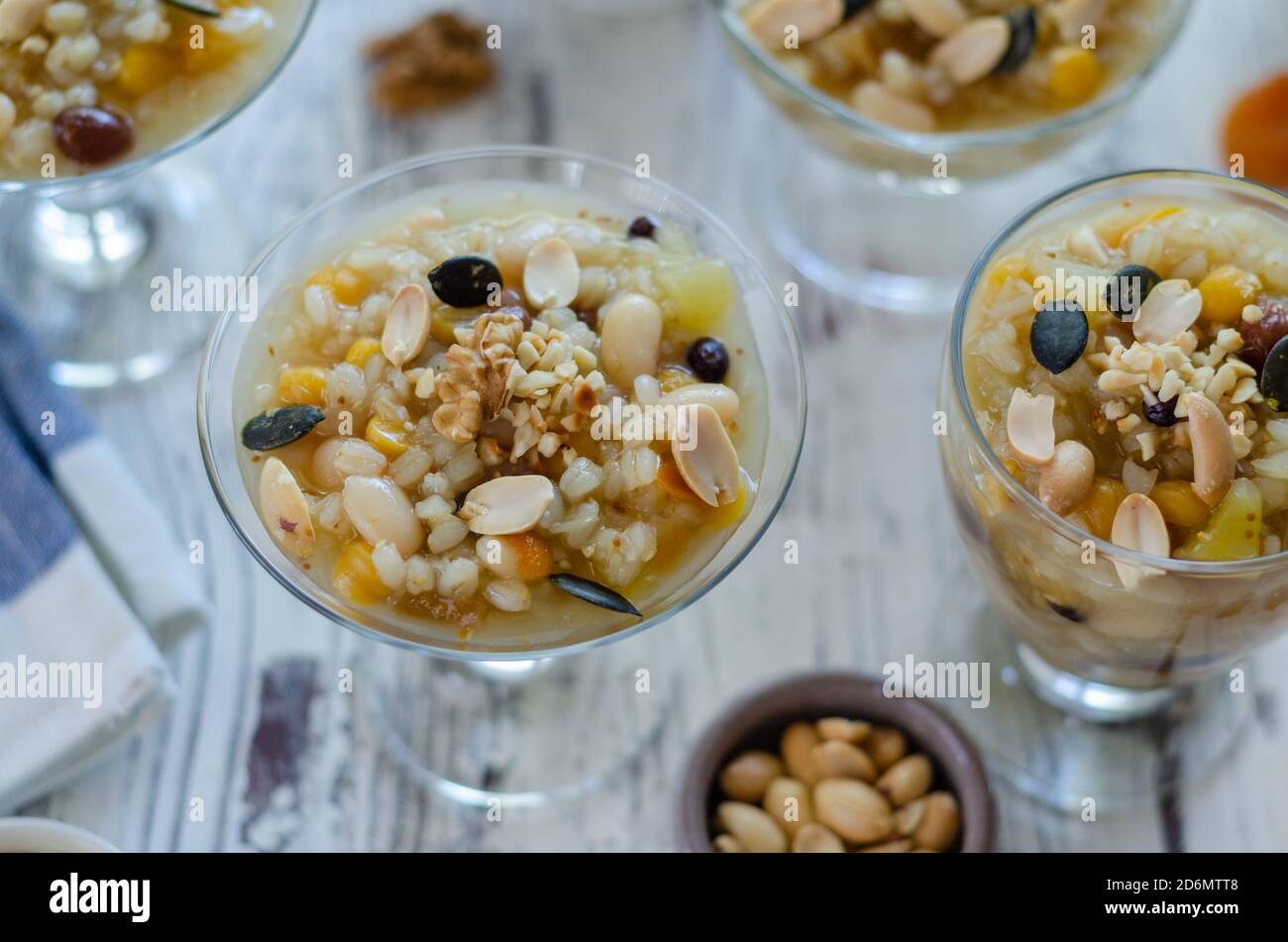 Traditional Turkish dessert Asure or Ashura ( Noah Pudding) making from ...