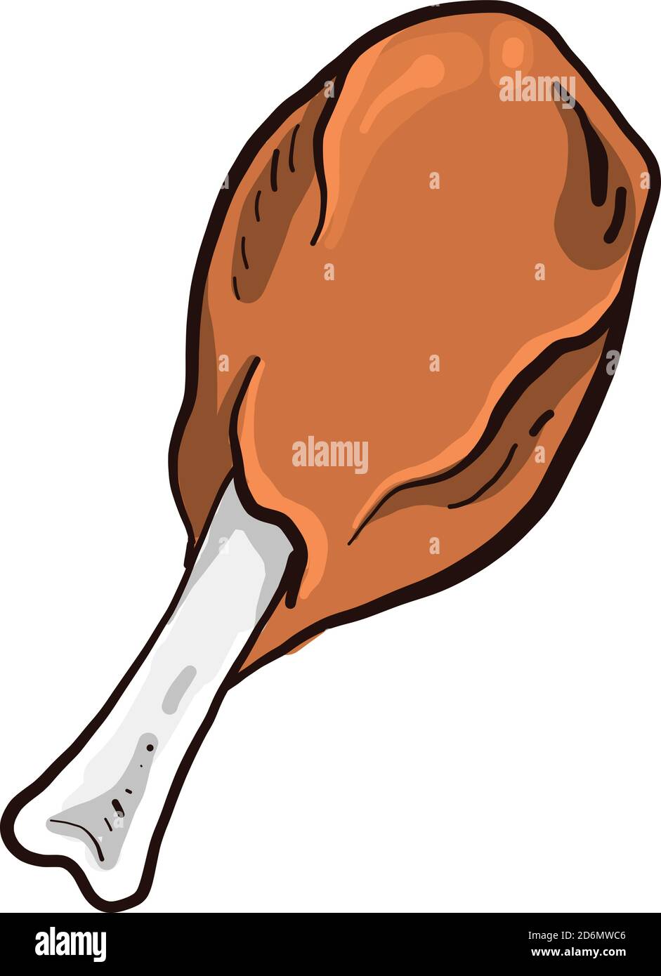 Fried chicken leg, illustration, vector on white background Stock ...