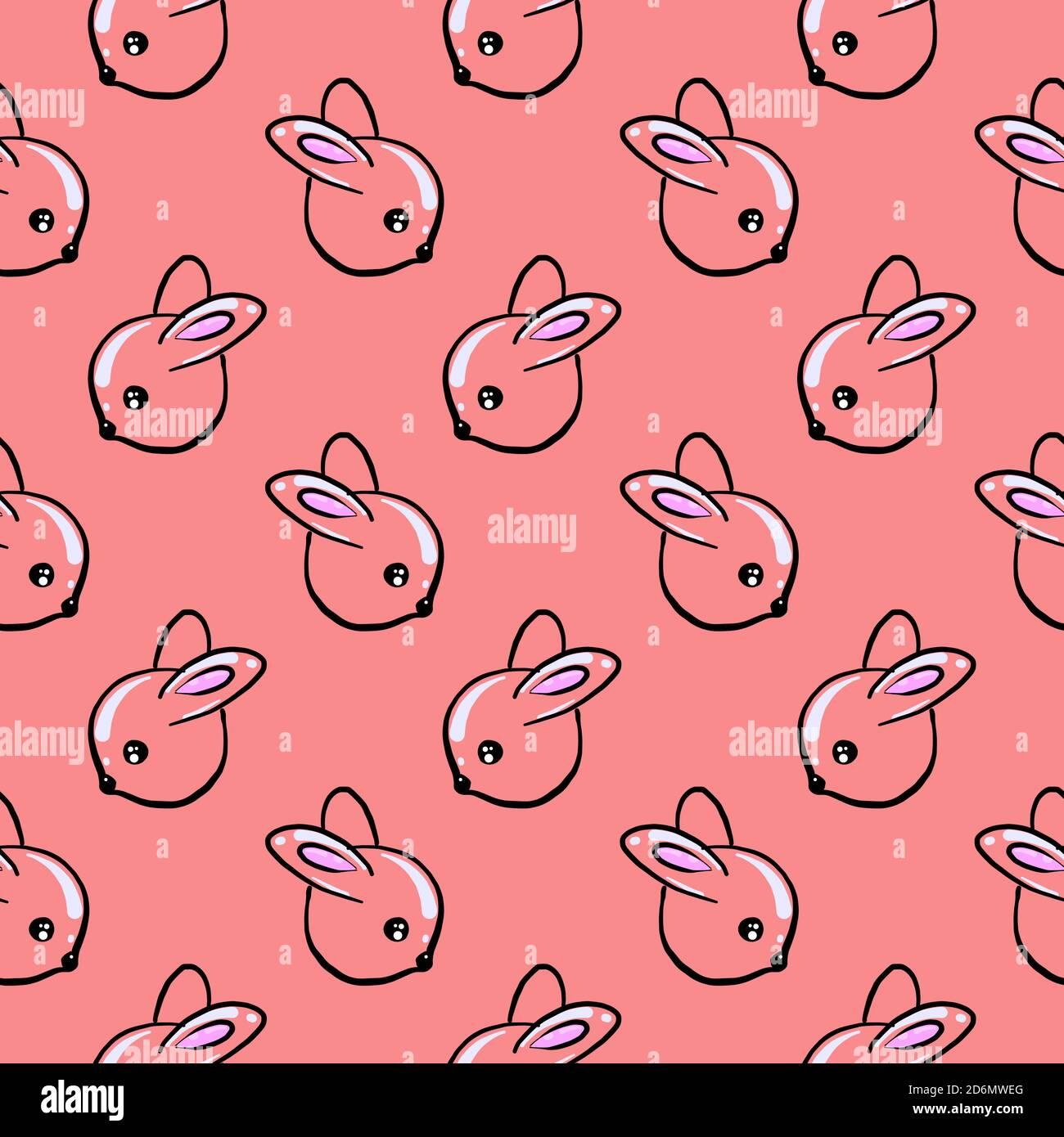 Bunny heads, seamless pattern on white background Stock Vector Image ...