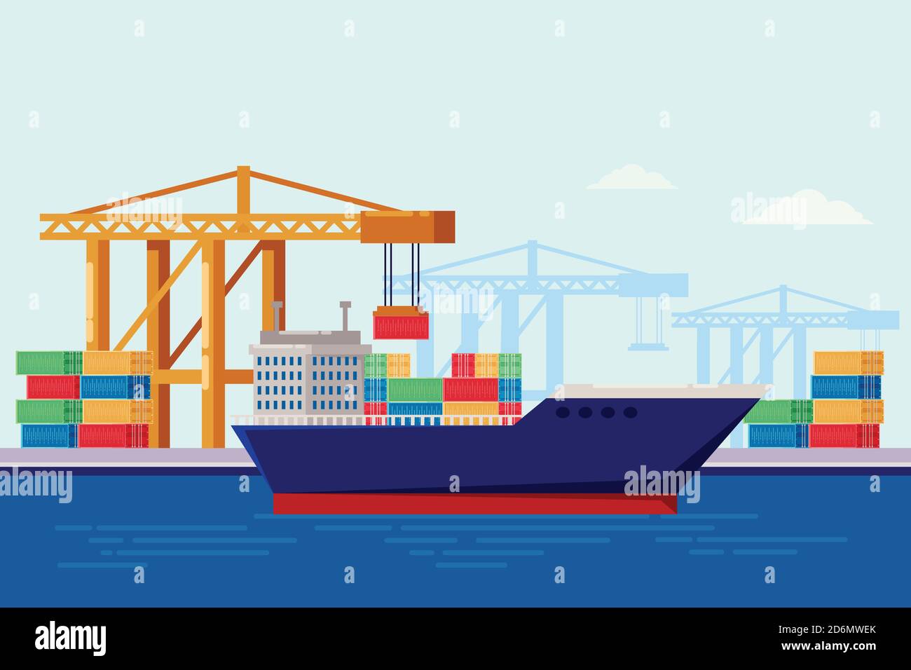 Commercial cargo ship port Stock Vector Images - Alamy