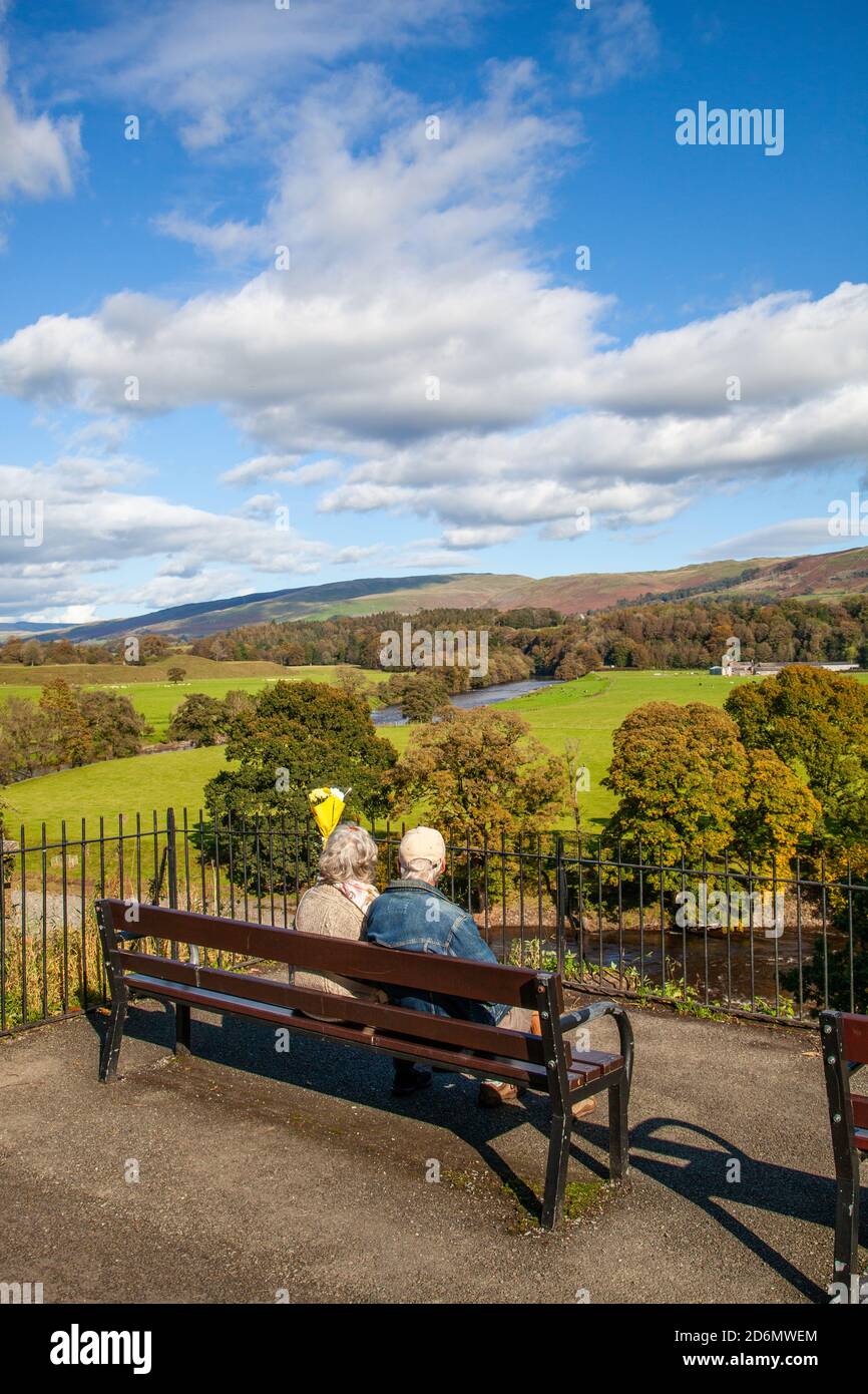 People enjoying the view over the river Lune from the viewpoint of ...