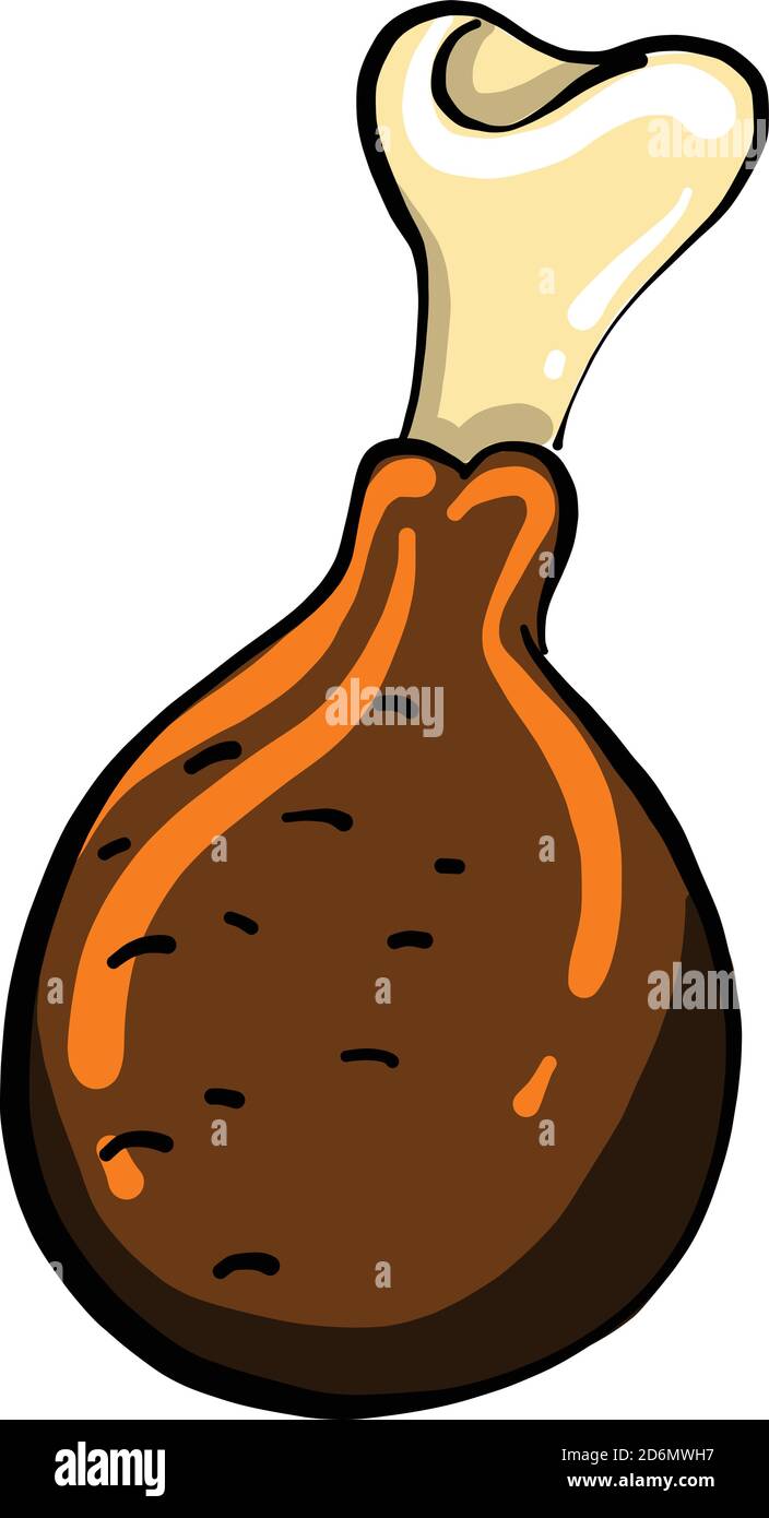 Chicken thigh, illustration, vector on white background Stock Vector ...