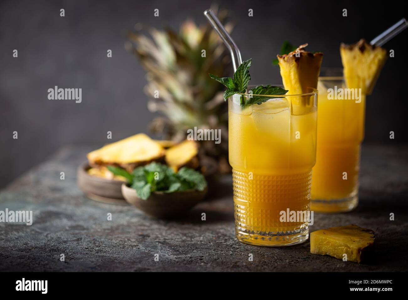 Fresh pineapple cocktail Stock Photo - Alamy