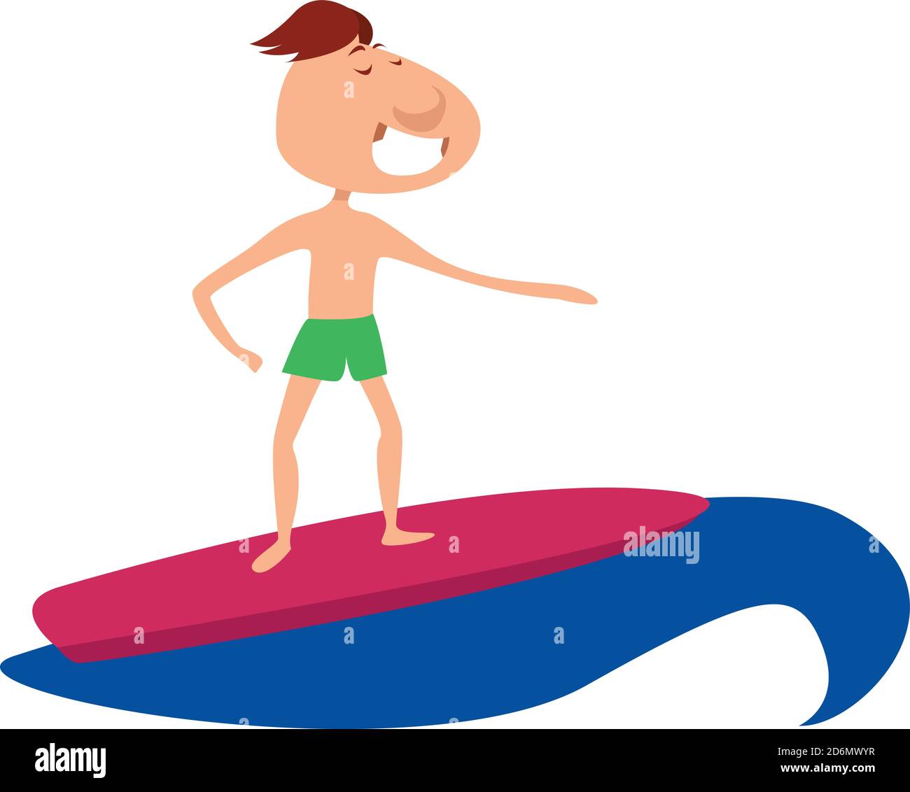 Boy surfing, illustration, vector on white background Stock Vector ...