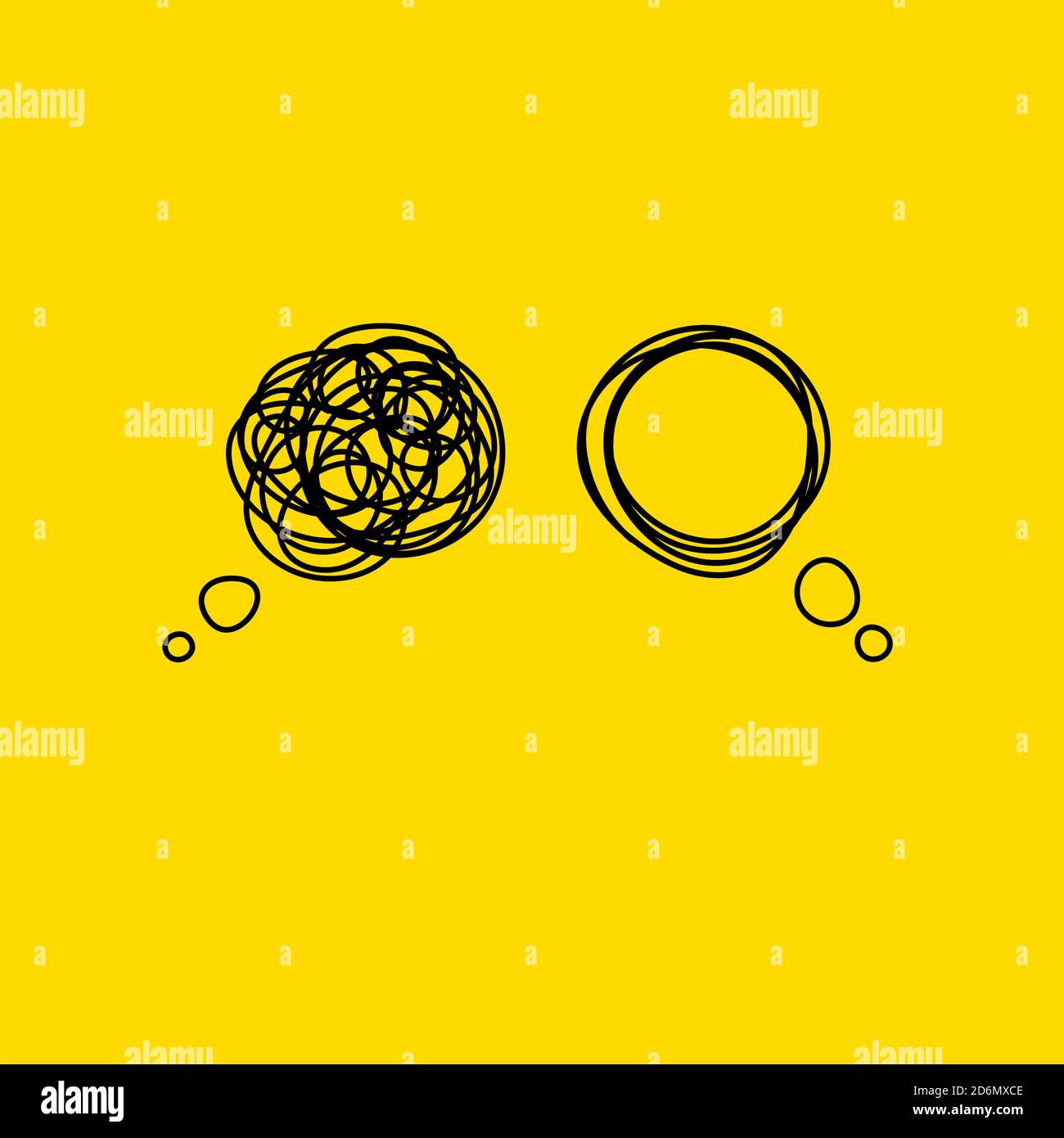 Tangle tangled and untangled. Abstract metaphor, concept of solving ...