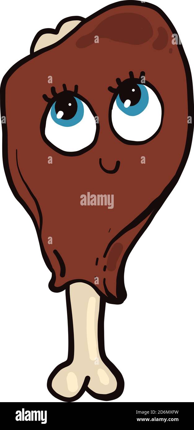 Happy chicken leg, illustration, vector on white background Stock ...