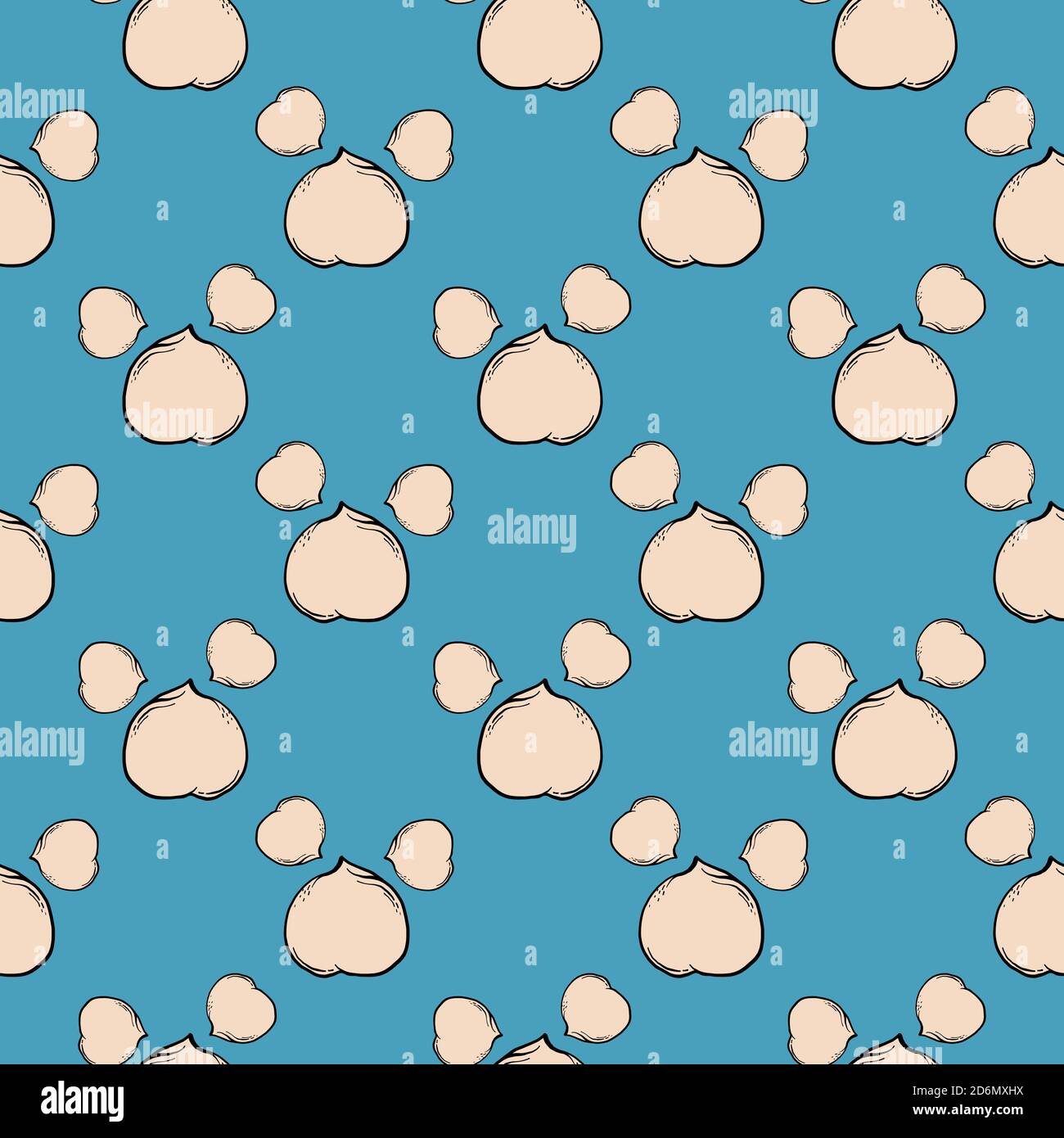 Cute chickpea, seamless pattern on blue background Stock Vector Image ...