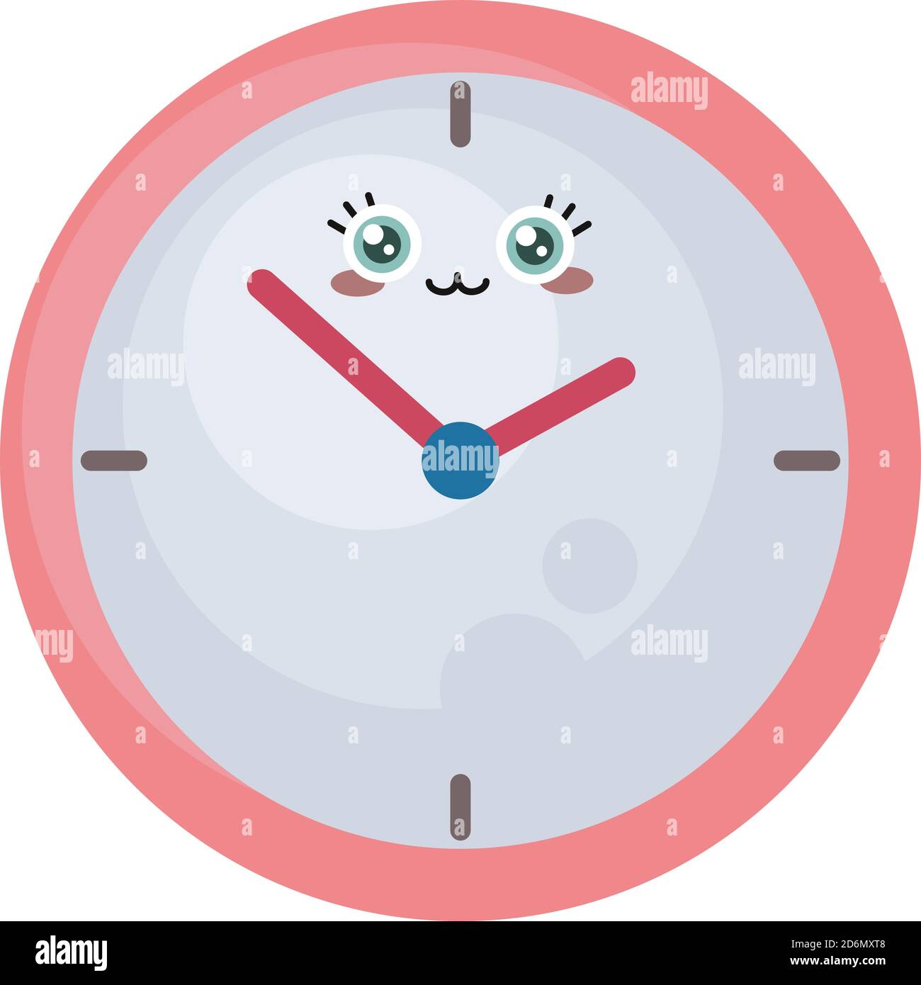 Red clock with eyes, illustration, vector on white background Stock ...