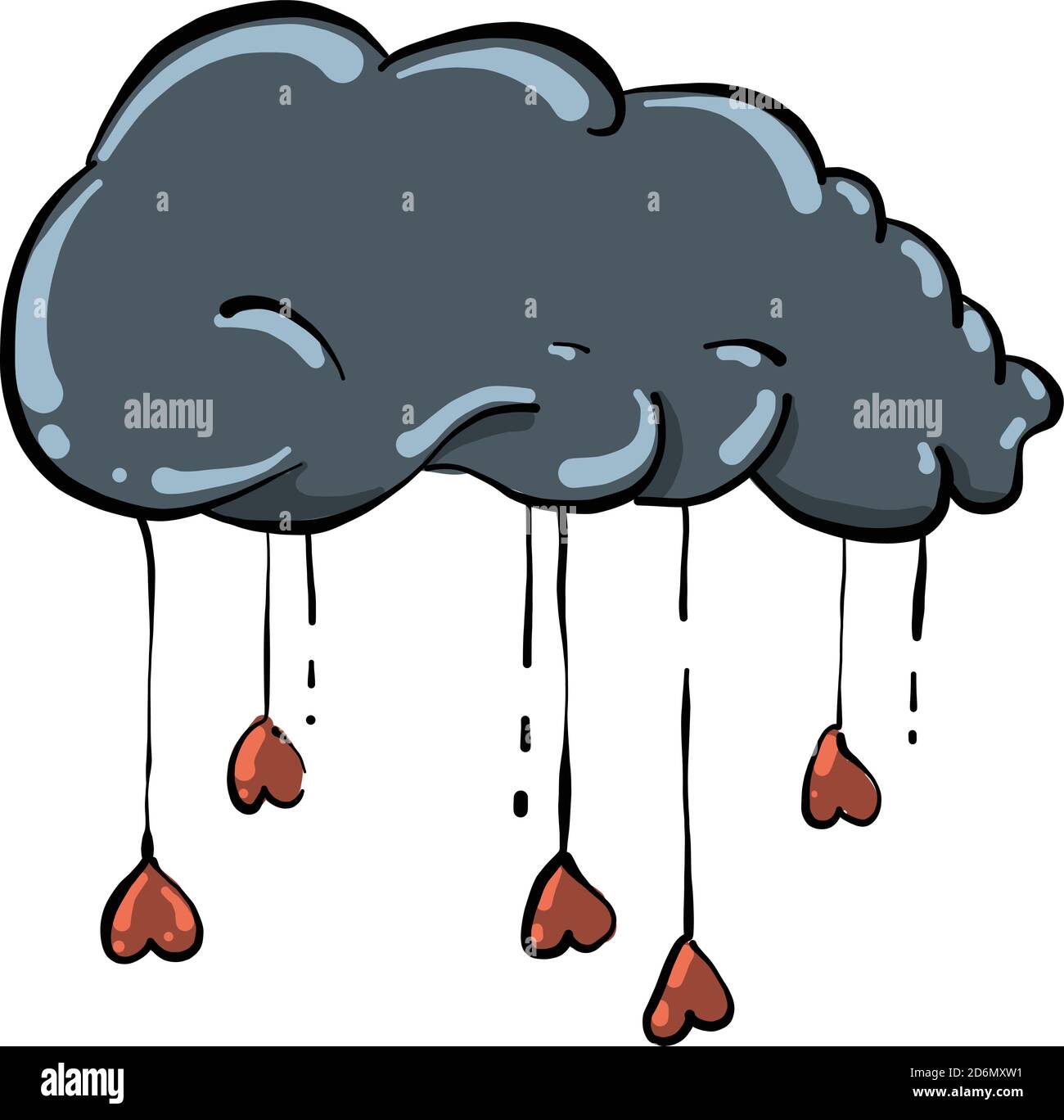 Cloud with hearts, illustration, vector on white background Stock ...