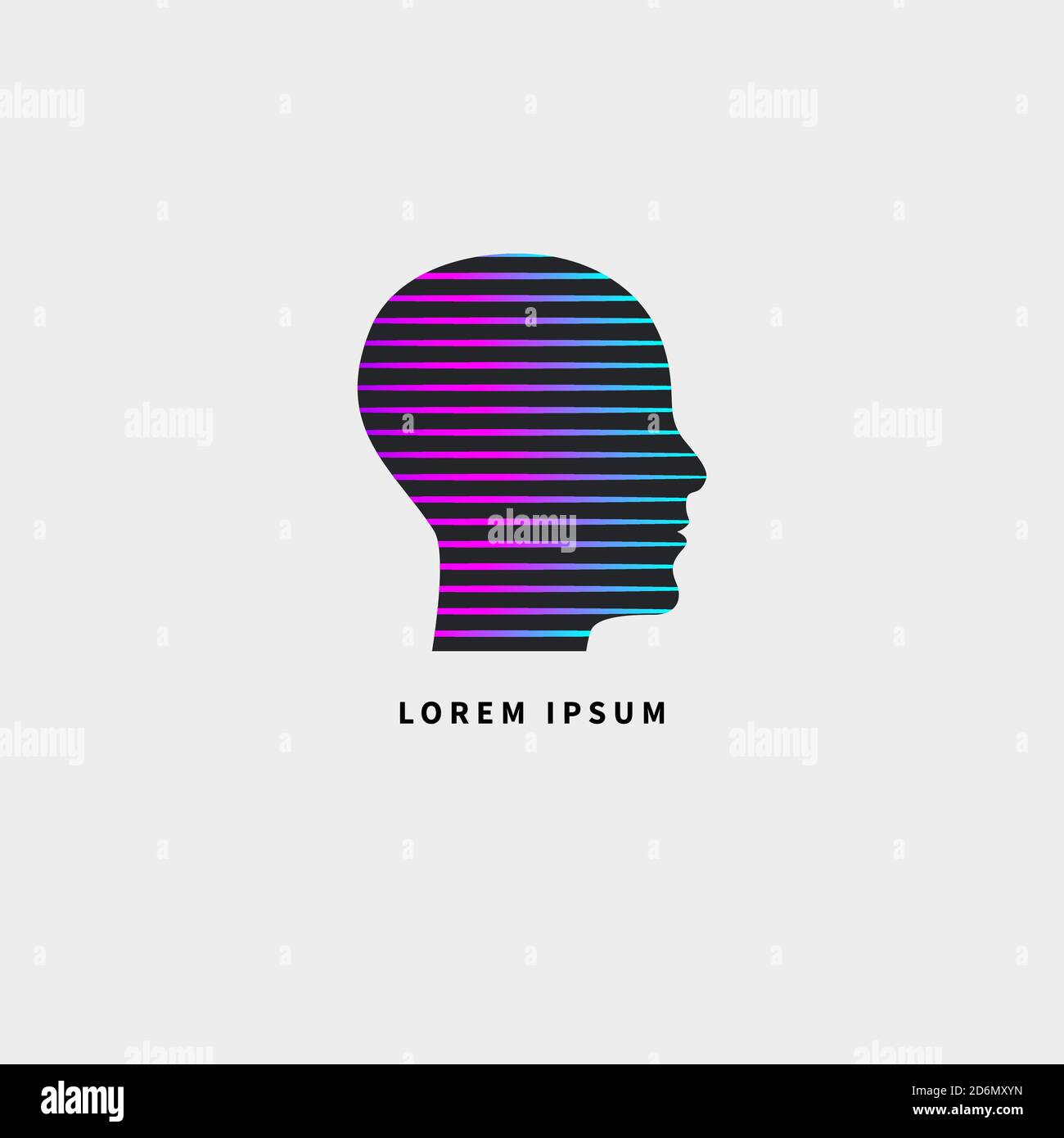 Scan of human head icon. Profile of man with colored lines Stock Vector ...