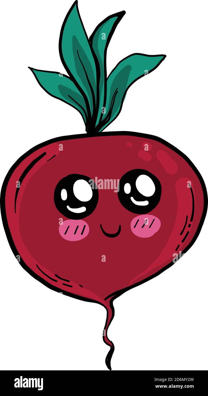 Red beet with a cute face, illustration, vector on white background ...