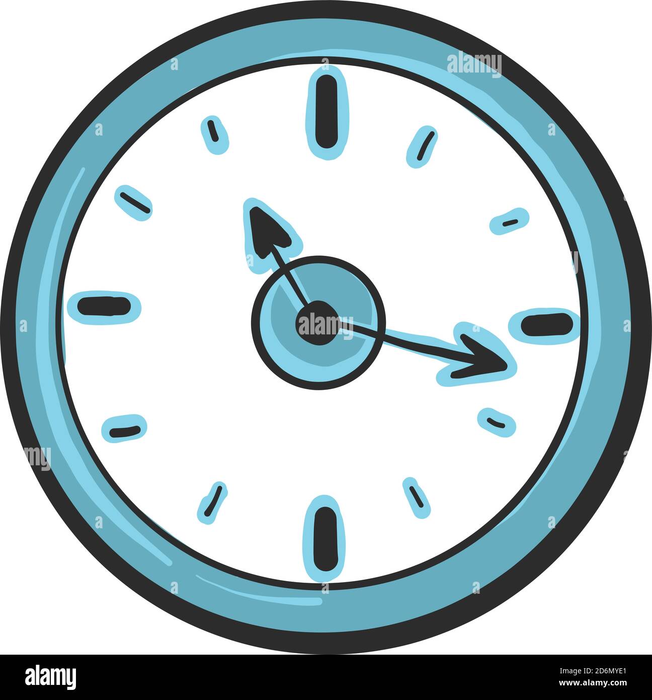 Blue big clock, illustration, vector on white background Stock Vector ...