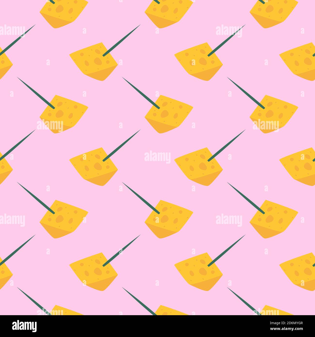 Cute cheese on a stick, seamless pattern on pink background Stock ...