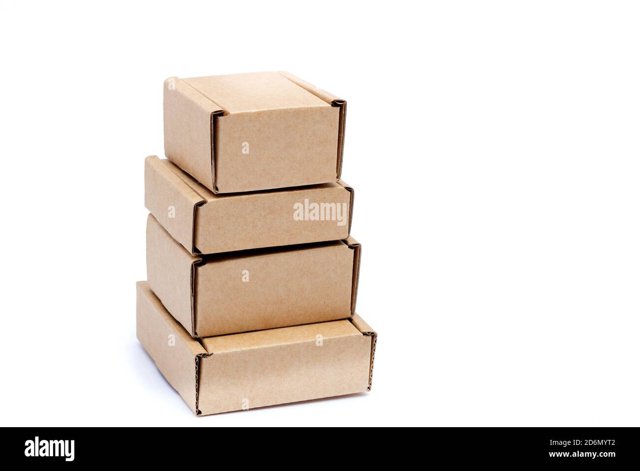 Cardboard boxes of various sizes isolated on white background Stock ...