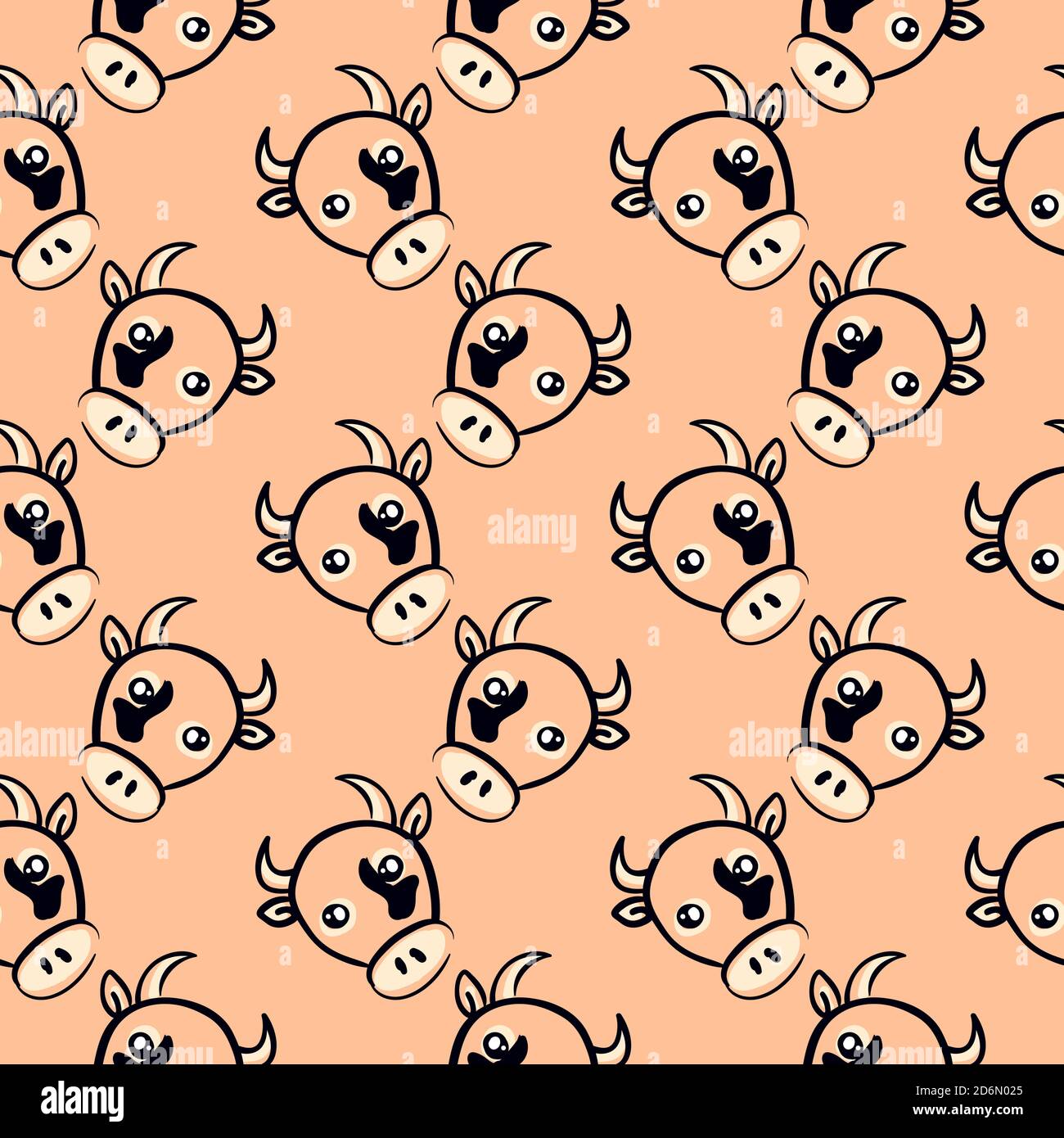 Cow head, seamless pattern on beige background Stock Vector Image & Art ...