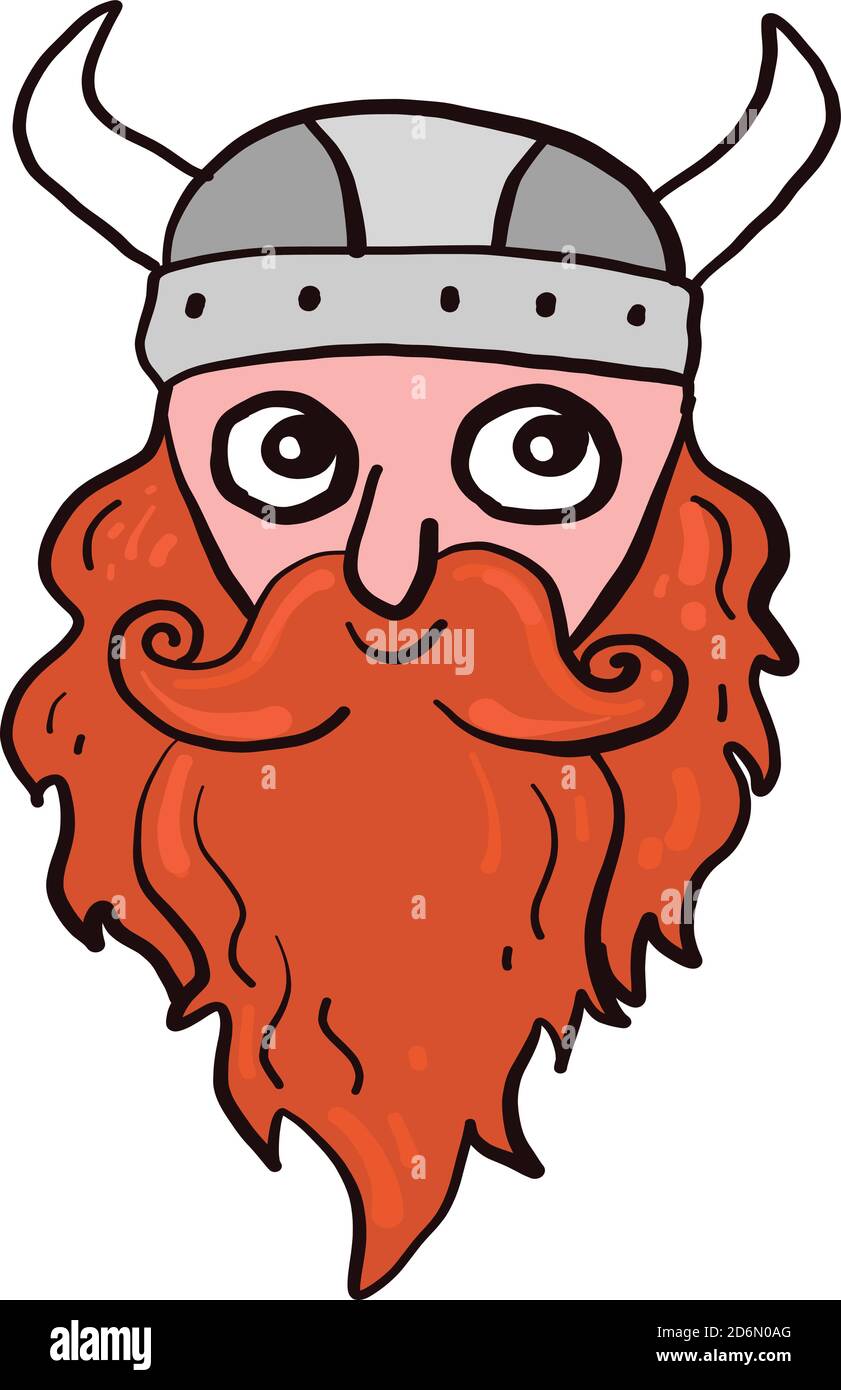 Long bearded viking, illustration, vector on white background Stock ...