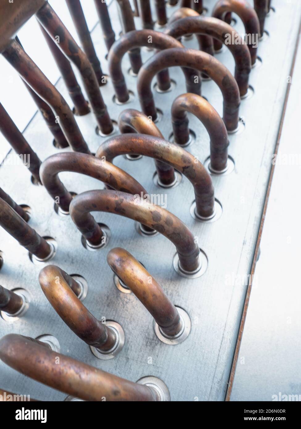 Brass heat radiator and industrial cooler detail. Ribbed box cooling ...