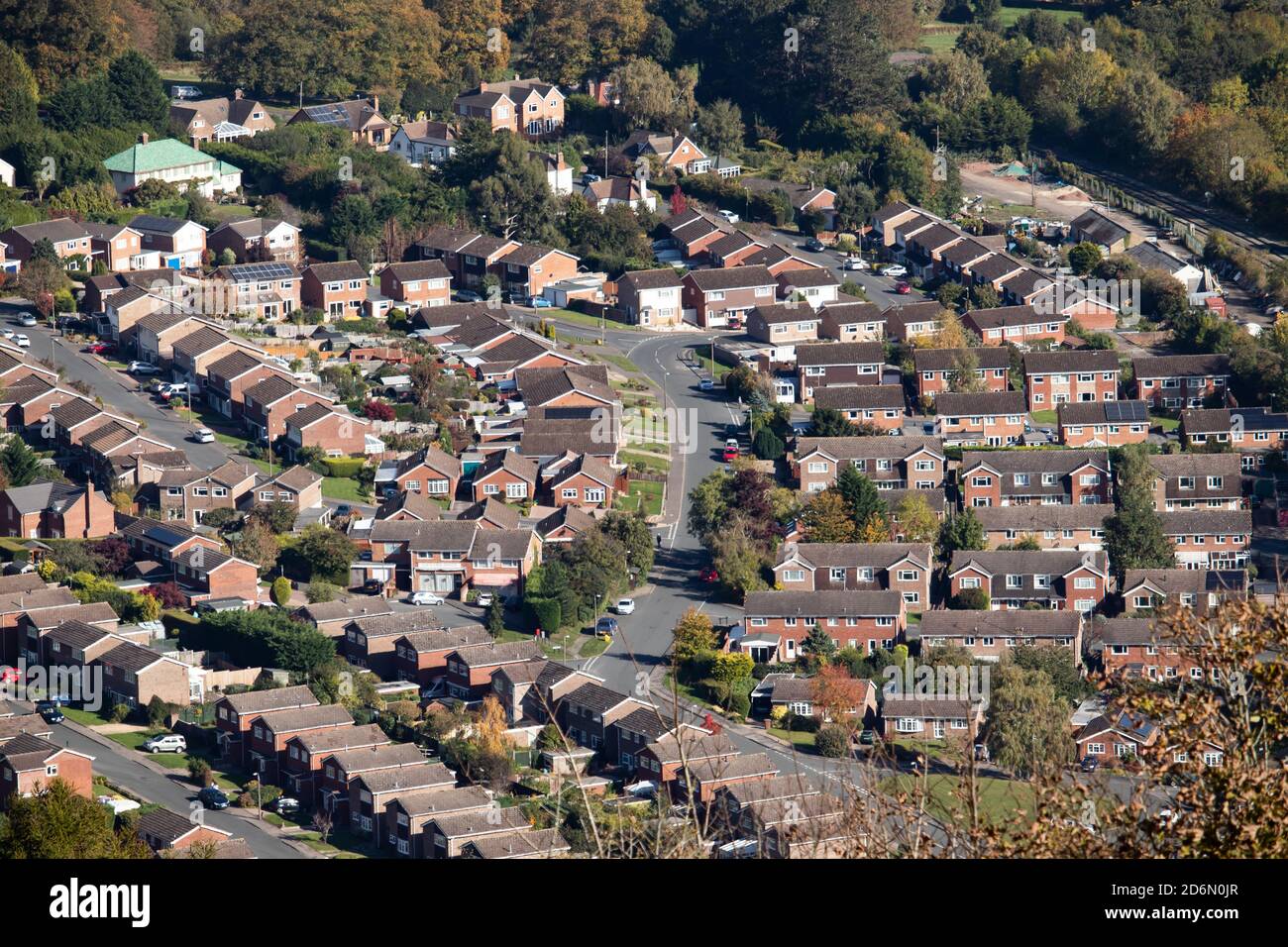 An area of Malvern viewed from the top of the hills, The area is known ...