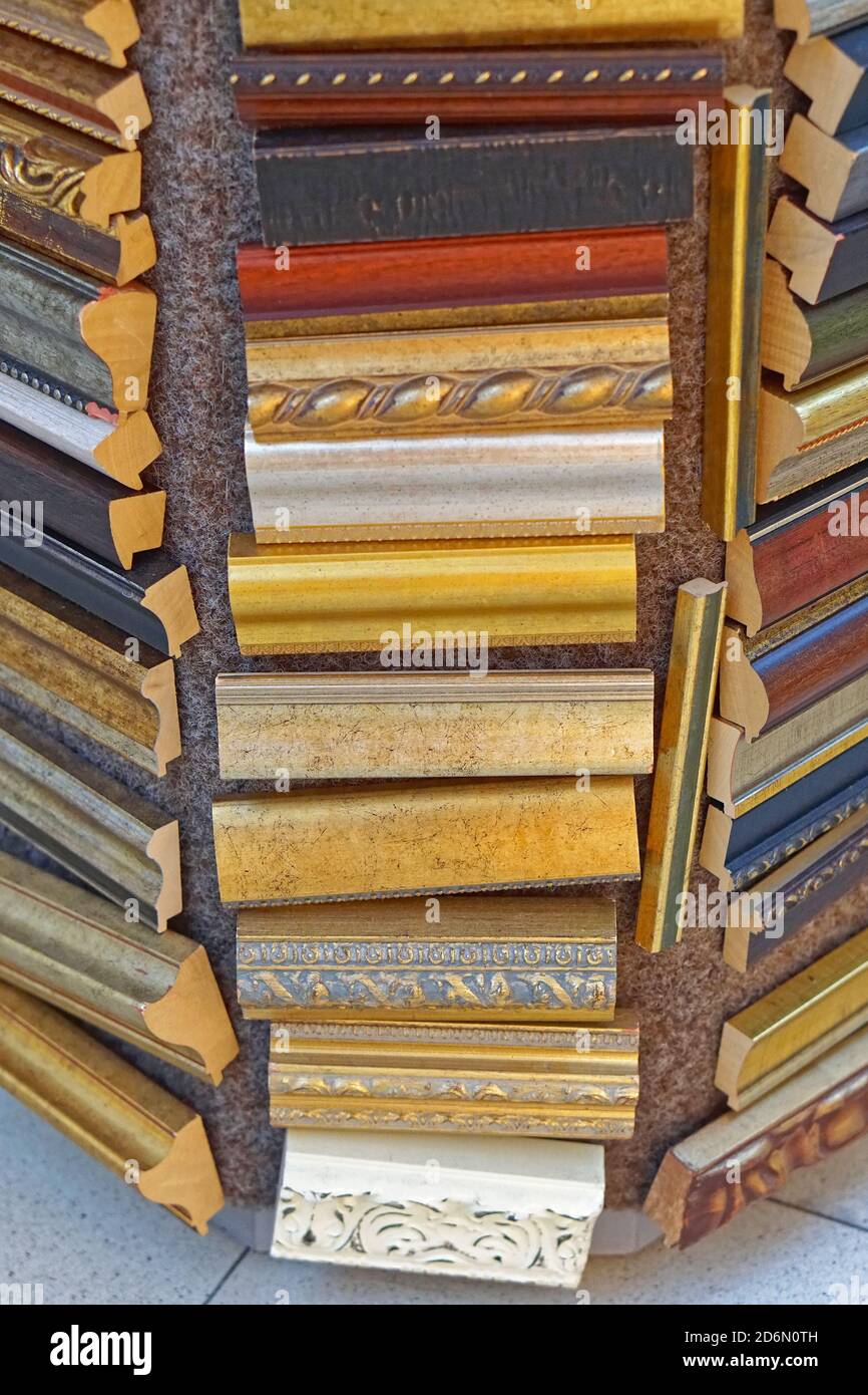 Picture frames color samples wood material Stock Photo - Alamy