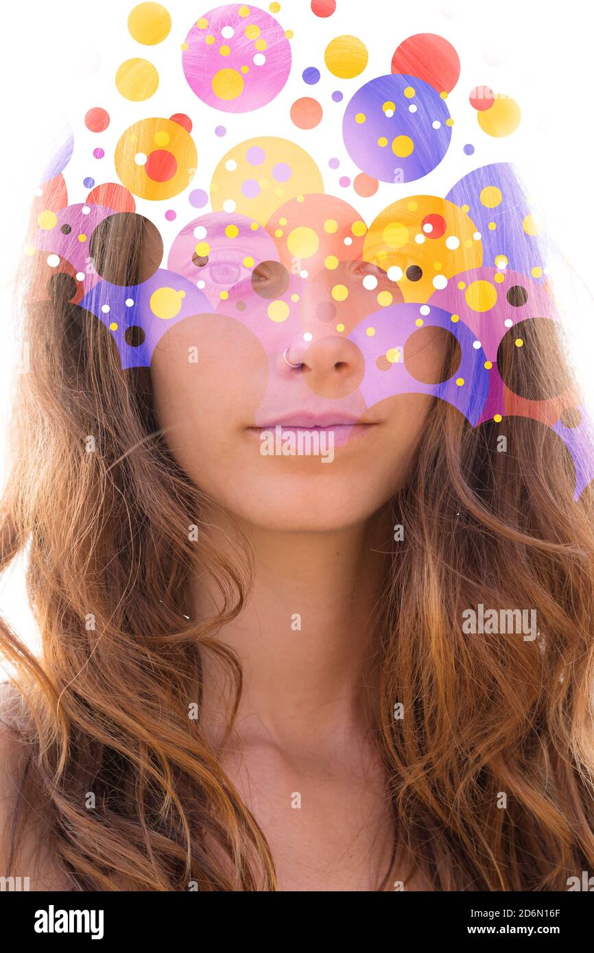 Portrait combined with a digital illustration Stock Photo - Alamy