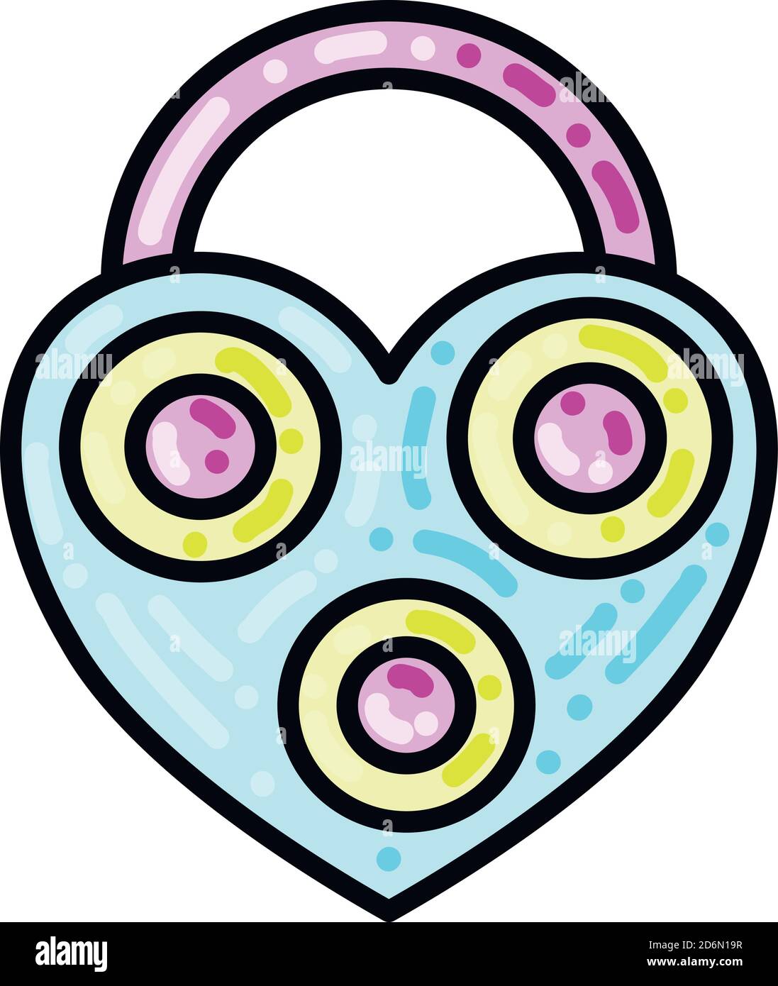 Cute heart lock, illustration, vector on white background Stock Vector ...