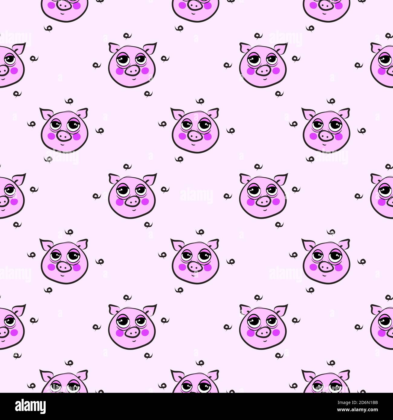 Pig head, seamless pattern on light pink background Stock Vector Image ...