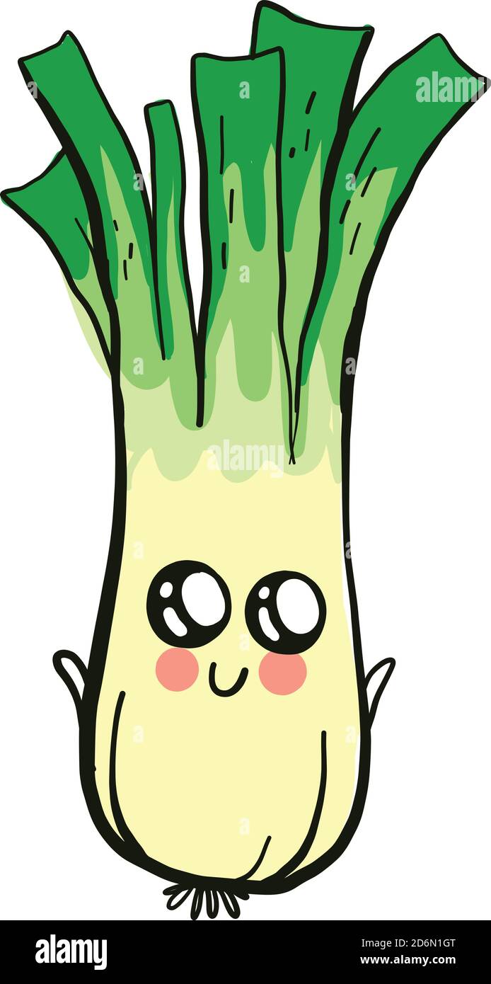Fat cute leek, illustration, vector on white background Stock Vector ...