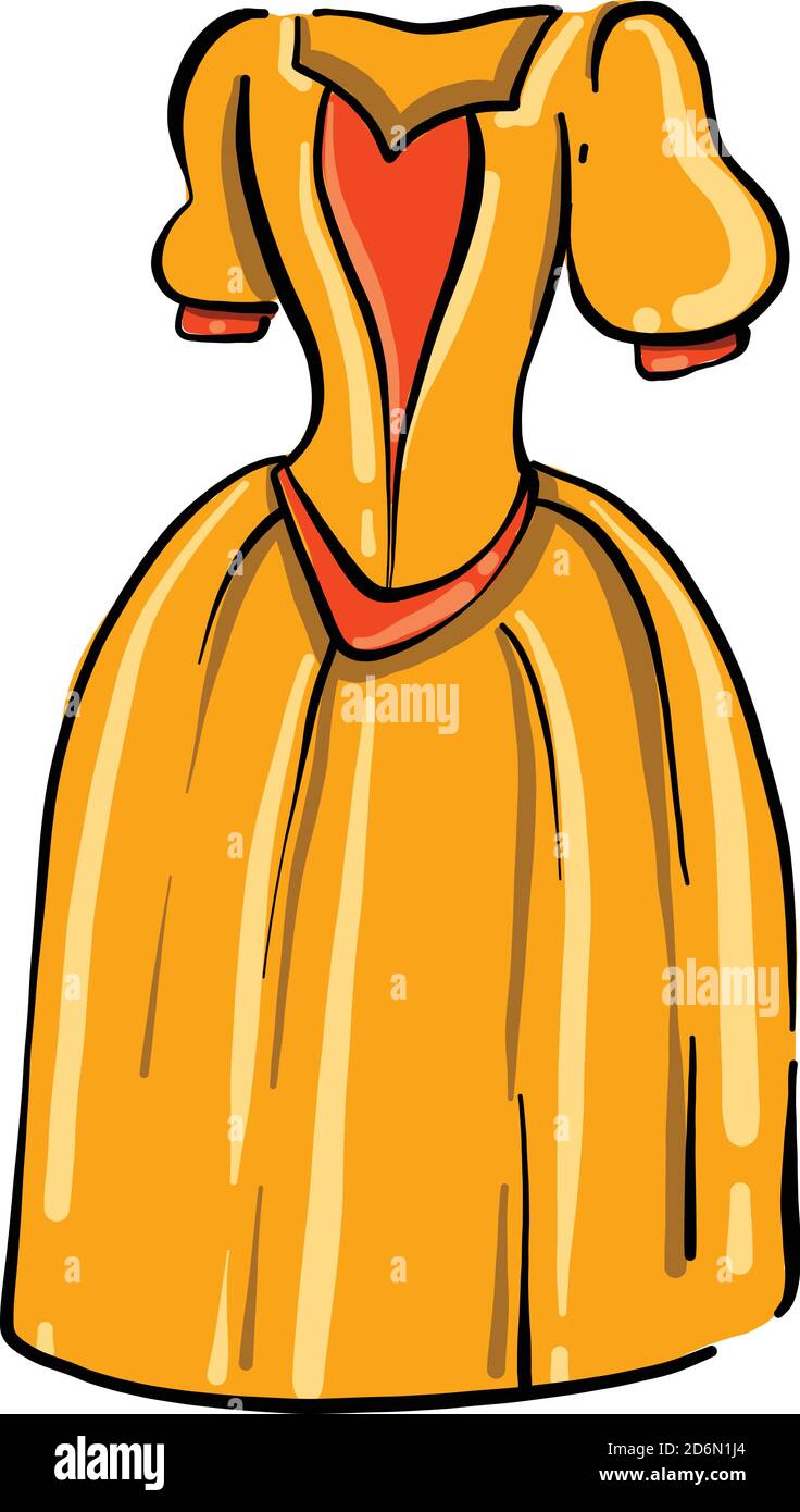 Big yellow dress, illustration, vector on white background Stock Vector ...