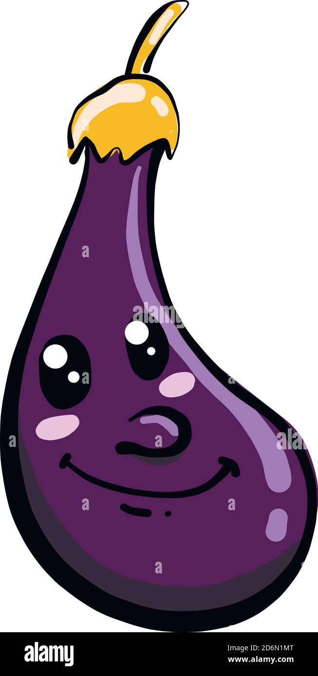 Cute Eggplant Illustration Vector On White Background Stock Vector