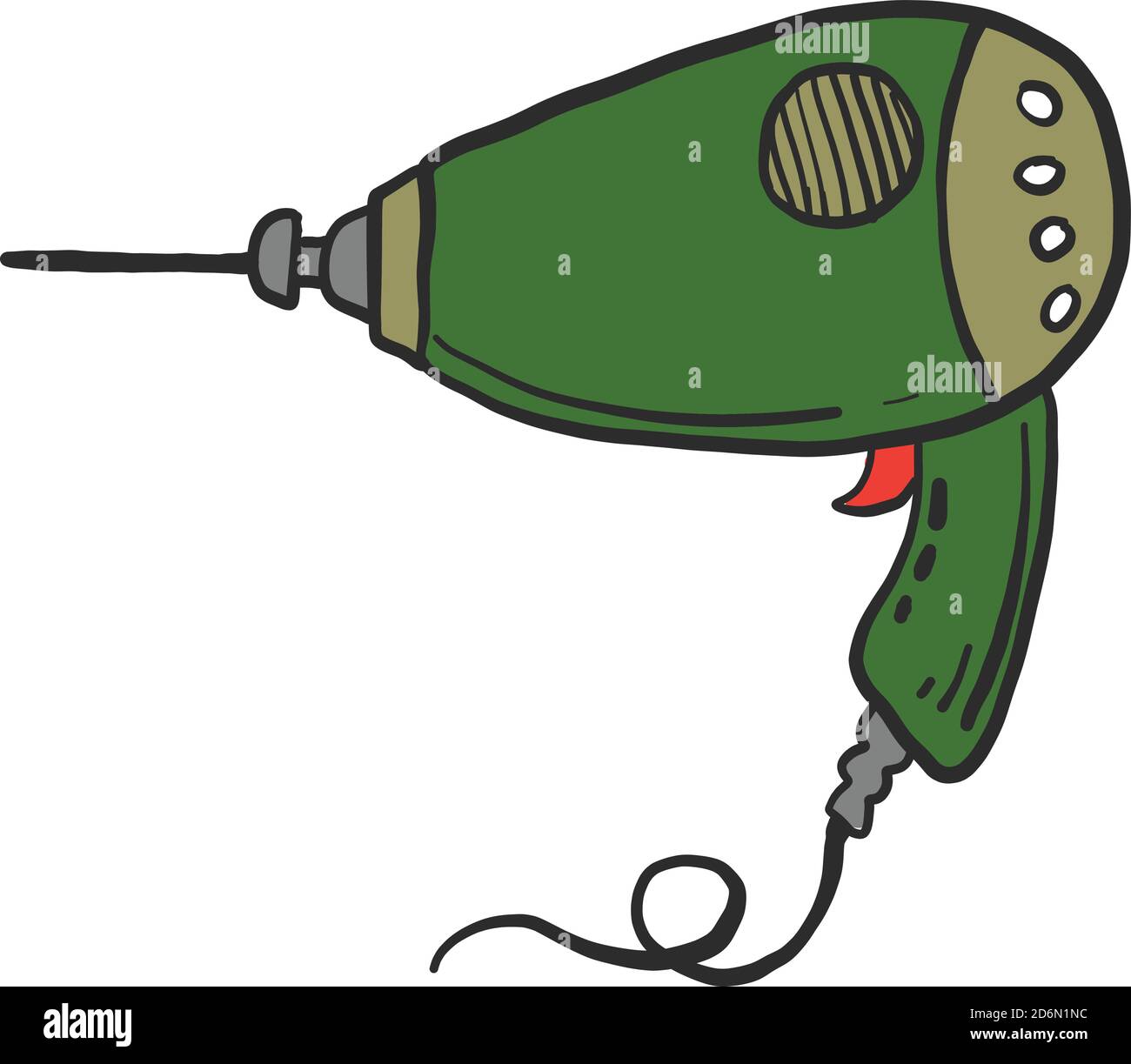 Green drill, illustration, vector on white background Stock Vector ...