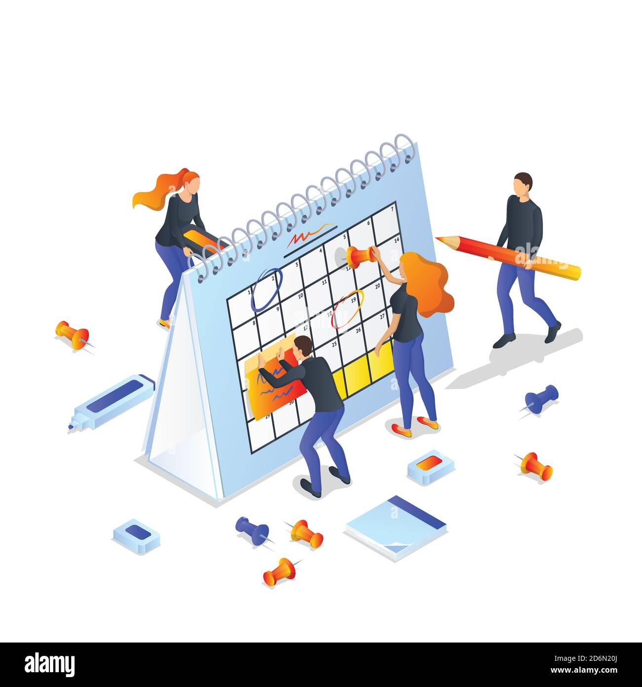 Project planning, deadline and time management concept. Vector 3d ...