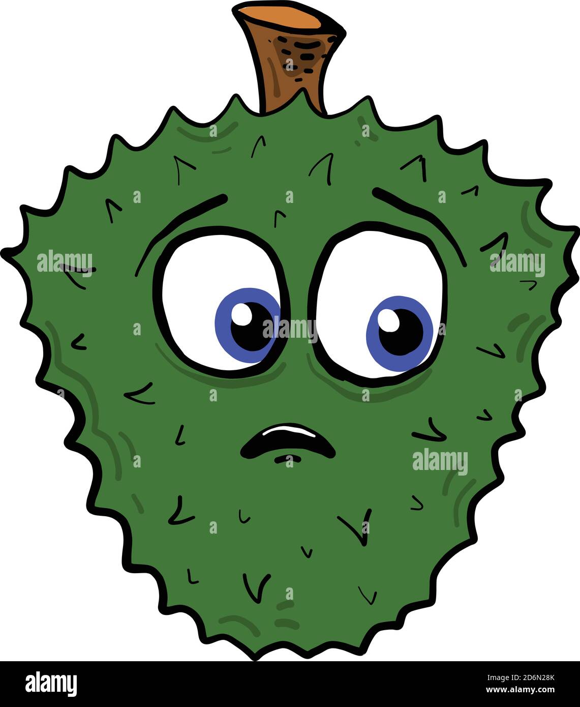 Sad durian, illustration, vector on white background Stock Vector Image ...