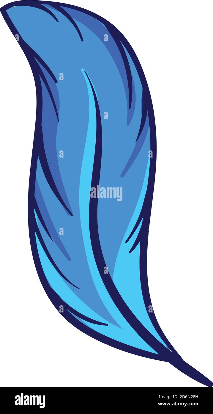 Blue feather, illustration, vector on white background Stock Vector ...