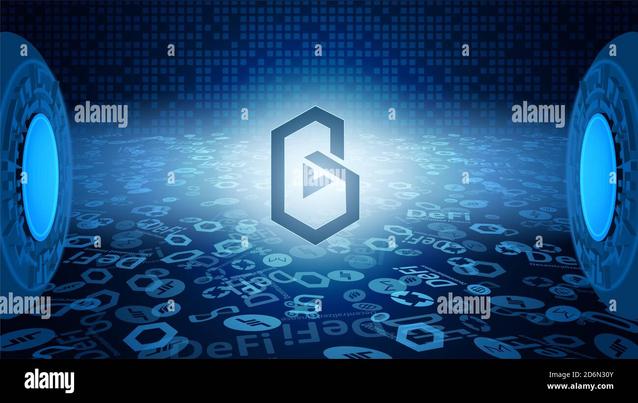 Band Protocol BAND token symbol of the DeFi system shining in the rays ...