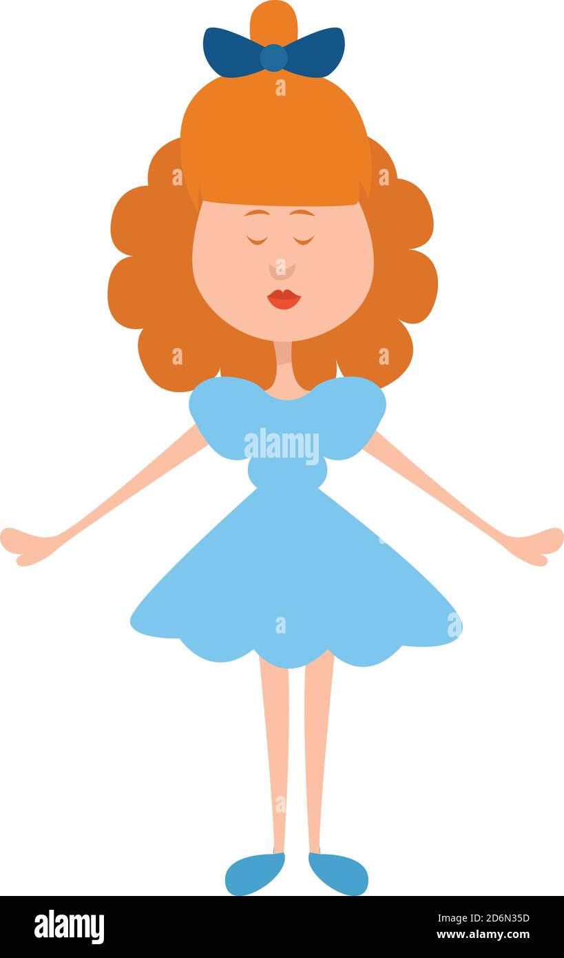 Doll in a blue dress, illustration, vector on white background Stock ...