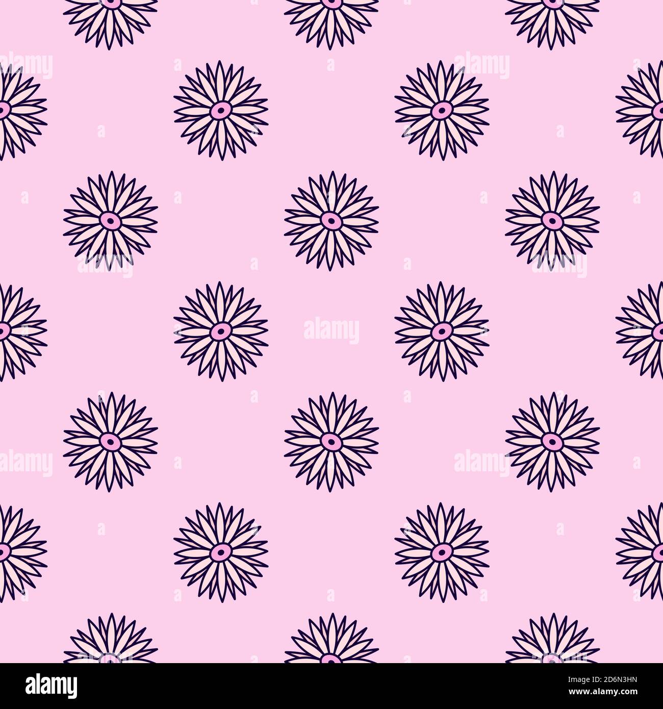 Minimal flower, seamless pattern on pink background Stock Vector Image ...
