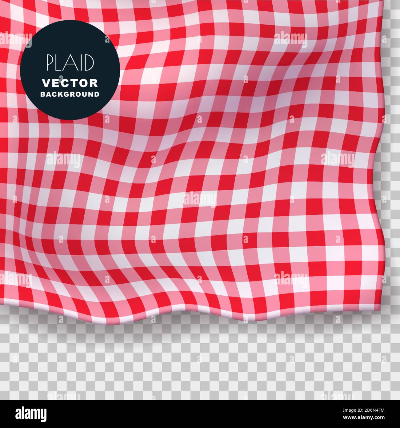 Tablecloth or plaid realistic vector illustration. Red gingham textile ...